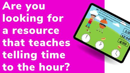 Telling Time to the Hour Boom Cards by Fiddleheads | TPT