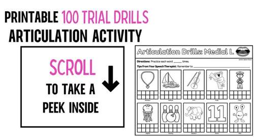100 Trial Drill Articulation Worksheets: Liquids L, R by Jennie's ...
