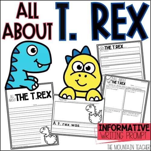 All About Dinosaurs Craft and T. Rex Writing Prompt for Bulletin Board