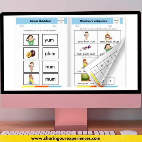 CVC "um" word family printable Phonics worksheets for kids by SOE store