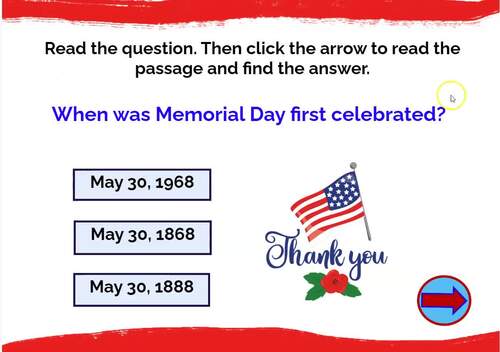 Memorial Day Activity Scavenger Hunt BOOM Cards by CarolJ Creations