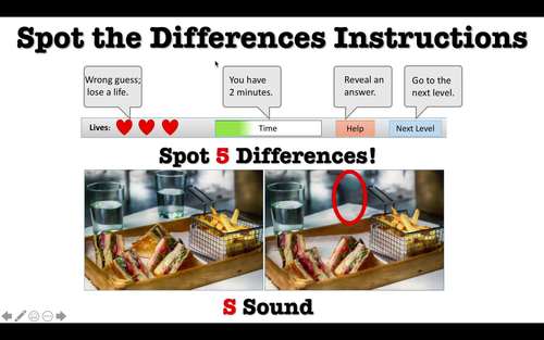 Spot the Difference Articulation No Prep Digital Game for S Visual ...