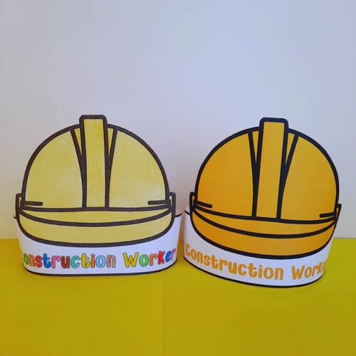 Labor Day Hat Craft, Community Helpers Hats, Construction Worker Crown