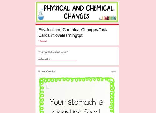Physical and Chemical Changes Task Cards by Love Learning | TPT