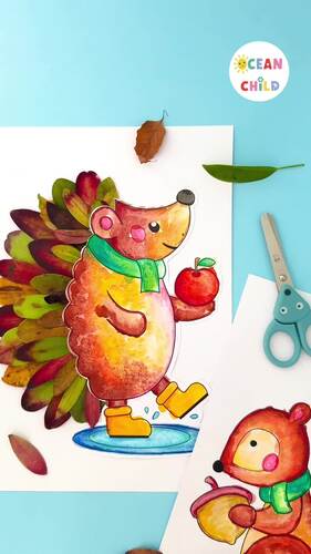 Woodland Animals Fall Craft Bundle Hedgehog and Squirrel Printable Leaf ...