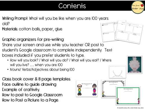 Hybrid Hundredth 100th Day Bundle | Google Slides & Paper Writing Prompt