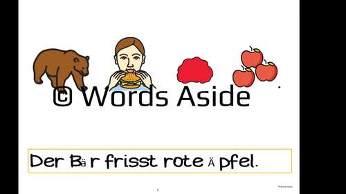 German AAC Reading Writing Literacy with Symbols by Words Aside