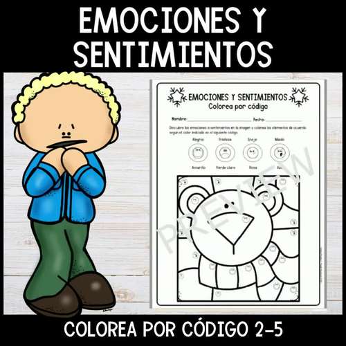 COLOREA POR CÓDIGO. EMOCIONES Y SENTIMIENTOS 2-5. EN ESPAÑOL. | TpT