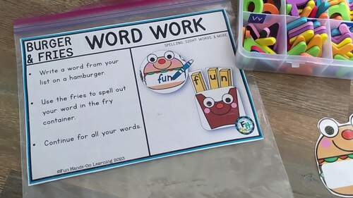 Spelling or Sight Word Activity FOR ANY LIST | Hamburger & Fries