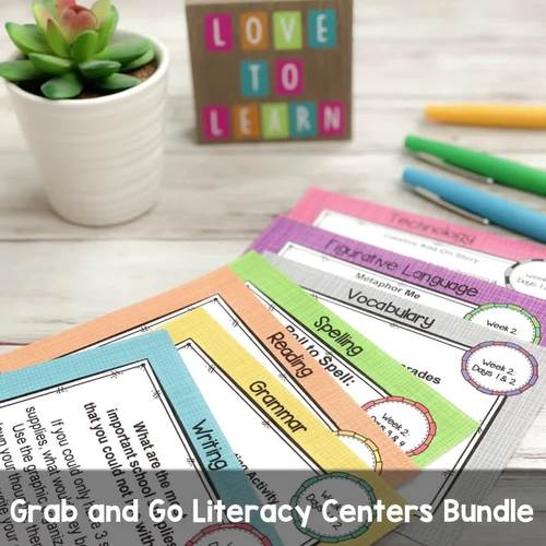 Monthly Themed Literacy Centers for 3rd, 4th, 5th, and 6th Grade