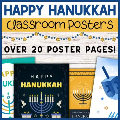 Hanukkah Holiday Poster Bundle Winter Festive Classroom Decor Bulletin ...