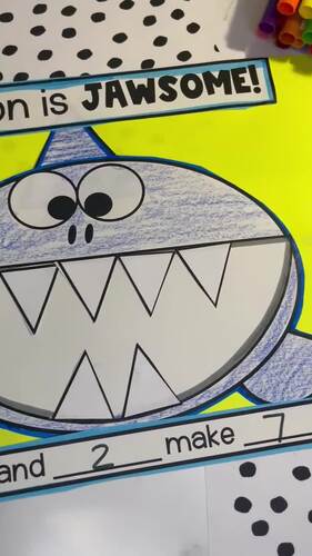 Shark Week Addition Math Craft by The Teaching Diva Corner | TPT