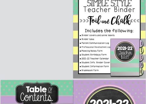 All-in-One Simple Style Teacher Binder {Foil & Chalk} by Jessica Heeren