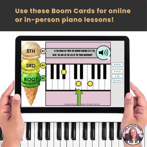 Root, 3rd & 5th of Major Triad Inversions on the Piano Keys BOOM™ Cards ...