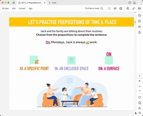 ESL Intermediate Lesson: Prepositions of Time and Place Together