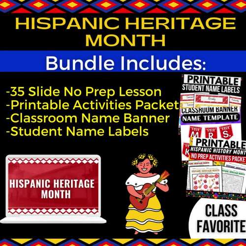 Hispanic Heritage Month Class Bundle - No Prep Lesson Plan, Activities ...