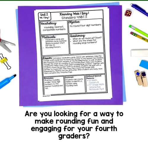 4th Grade Rounding Large Numbers Worksheets Activities 4.NBT.3 | TPT