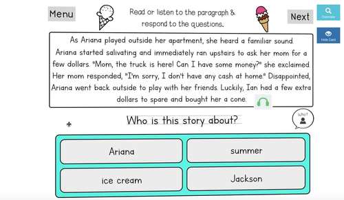 Summer Short Stories Boom Cards™ - Answering Wh-Questions - Distance ...
