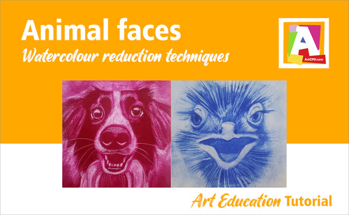 Watercolour reduction - Animal Faces by Art CPD | TPT