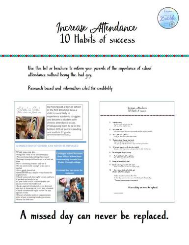 Attendance Information for parents | Flyer | 10 attendance tips | TPT
