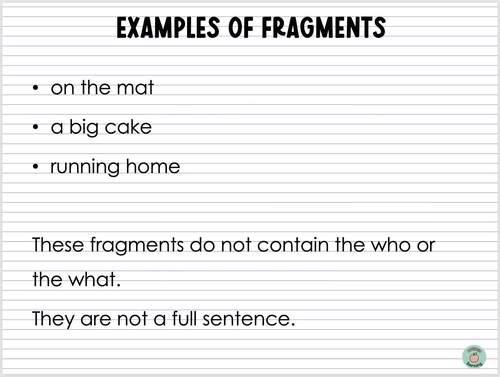 Year 1 Fix The Fragment - Explicit Sentence Writing Slides | TPT
