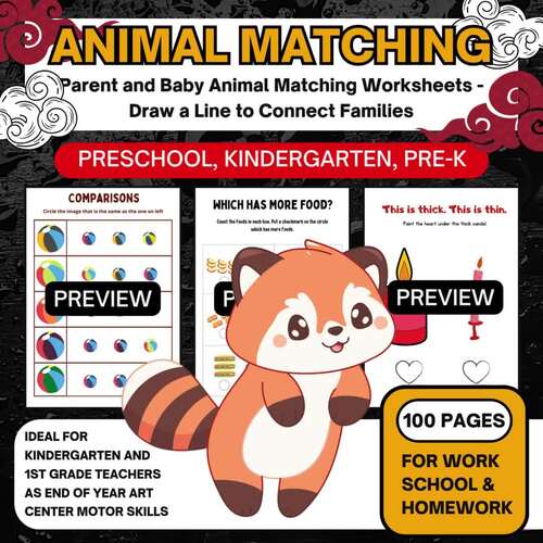 Parent and Baby Animal Matching Worksheets - Draw a Line to Connect ...