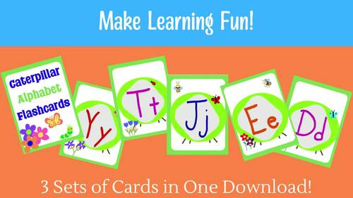 Alphabet Flashcards Spring Caterpillar by Simply Blessed Homeschool Mom