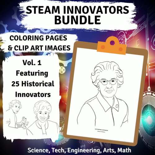STEM / STEAM Innovators Vol. 1 Bundle - Coloring Pages & Clip Art