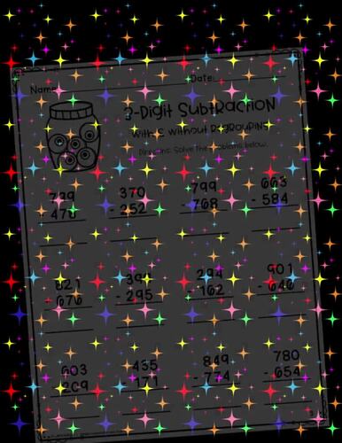 Halloween 3 Digit Subtraction Worksheets With & Without Regrouping Math ...