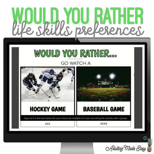 Would You Rather - Life Skills Preferences Activity | TPT