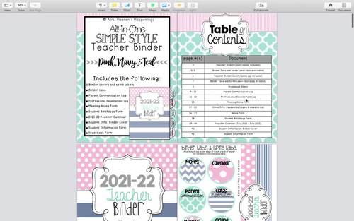 All-in-One Simple Style Teacher Binder {Pink, Navy, & Teal} by Jessica ...