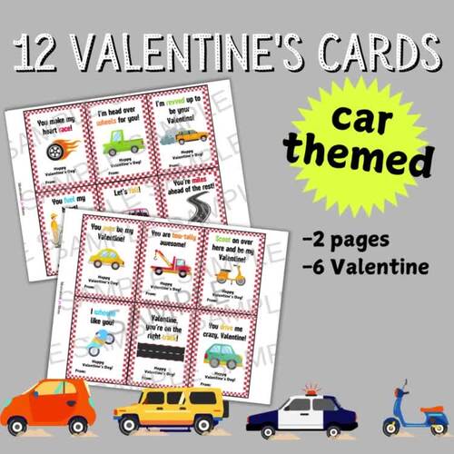 Car Valentines Day Cards | Printable Vehicle Valentines for Kids ...