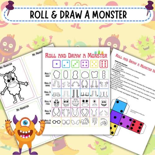 Halloween Activity | Roll and Draw a Monster Halloween Game | TPT