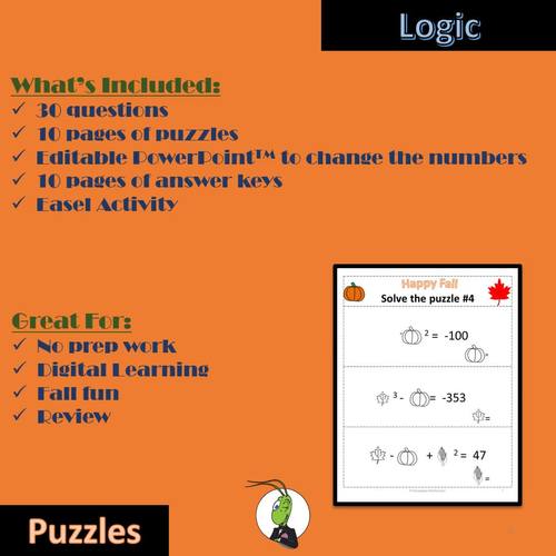 Fall Properties of Exponents with Logic Puzzles in Algebra | TPT