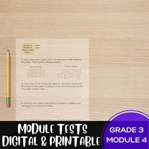 Special Education Engage NY {Eureka} Math Grade 3 Modified Module 4 Tests