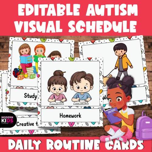 Daily Routine Cards - Editable Schedule Visuals for Autism or Special ...