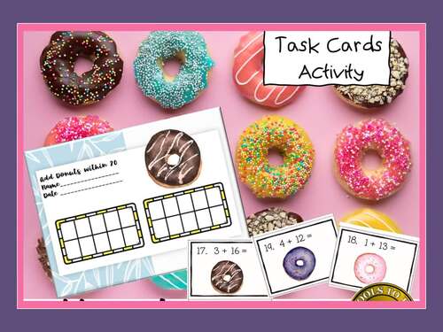Donuts Add within 20 Math Task Card Activity No Prep by The Tools to ...