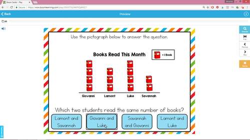 Picture Graph Boom Cards by Second Grade Smiles | TPT