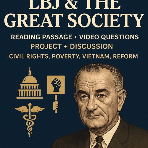 Lyndon B. Johnson & The Great Society — 4-Page Reading, Video Questions ...