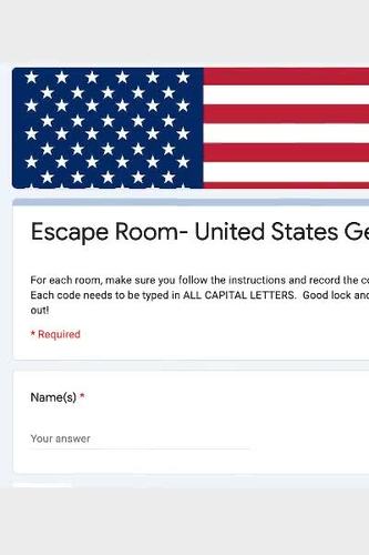 United States Geography Digital Escape Room, Breakout Room, Test Prep