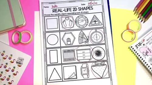 Identifying 2D and 3D Shapes Math Worksheets 1st Grade Math Activities