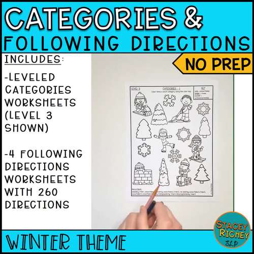 Winter Speech Therapy NO PREP Categories and Following Directions ...