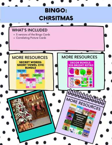 Christmas Bingo Game Party Activity by Ms Beh in K | TPT