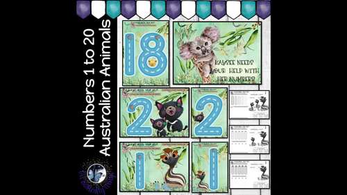 Numbers 1 to 20 Australian Animals by On Butterfly Wings | TPT