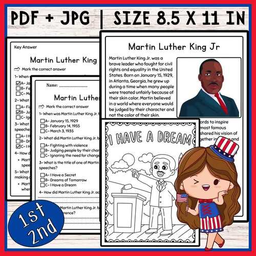 Martin Luther King Reading Comprehension Passage And Questions 1st- 2nd ...