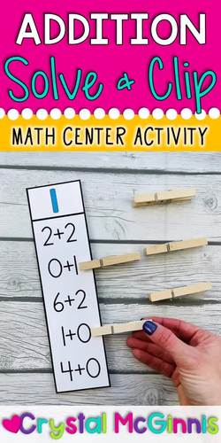 Addition Solve and Clip Math Center Activity | Addition to 10 | Math Center