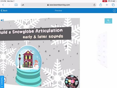 Build a Snow Globe Articulation-BOOM Cards, Distance Learning | TPT