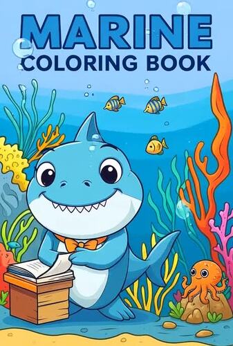 Marine Life Coloring Book for Kids Cute Animals Pages Under the Sea ...
