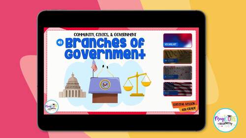 3 Branches of Government Social Studies Digital Video Lesson Activity ...