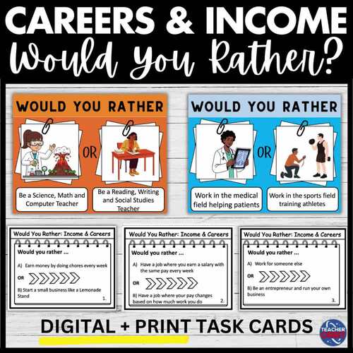 Earning Income & Careers Task Cards | Financial Literacy Life Skills ...